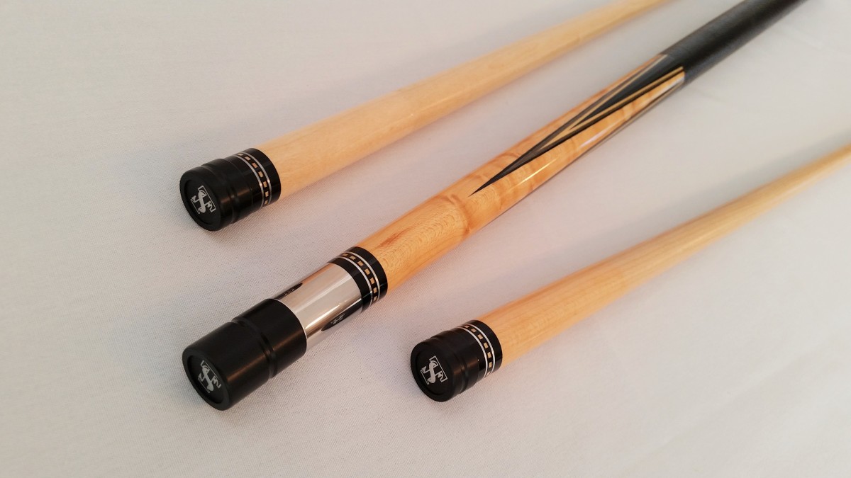 Tim Scruggs Pool Cue with 2 shafts & joint protectors for sale.