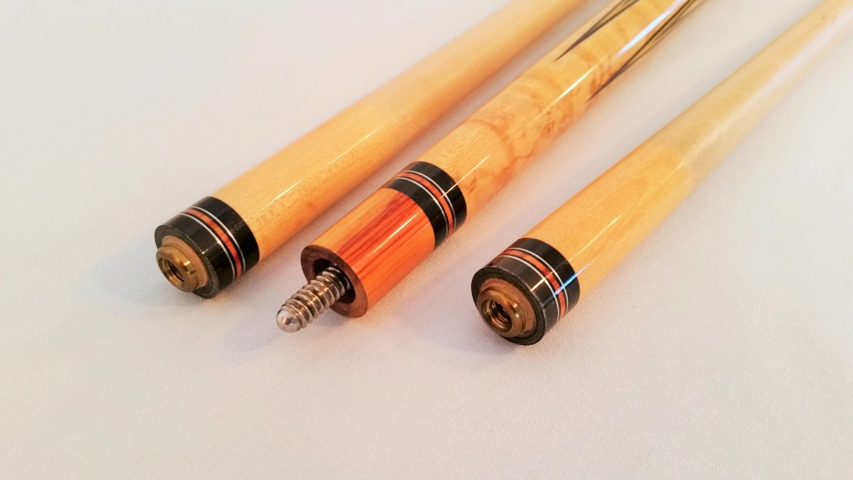 Tim Scruggs Custom Pool Cue with TS Joint Protectors For Sale