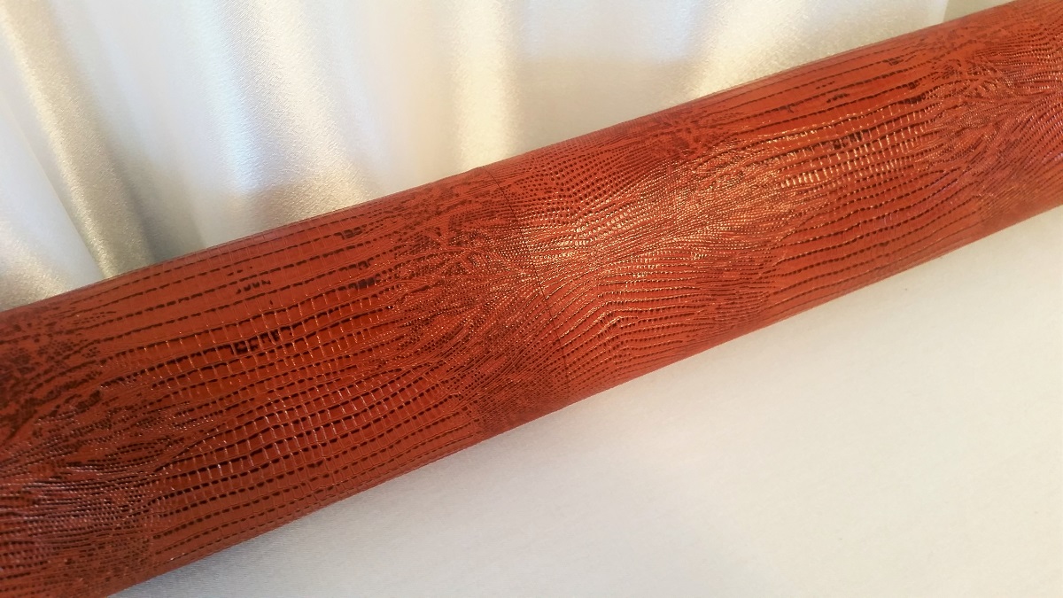 Ron Thomas Pool Cue Case For Sale. Rust Colored Lizard Print Leather