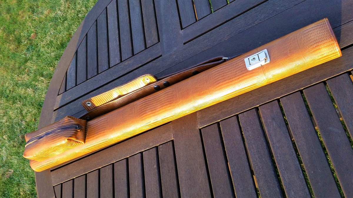 It's George 1X2 Tan Leather Custom Pool Cue Case For Sale